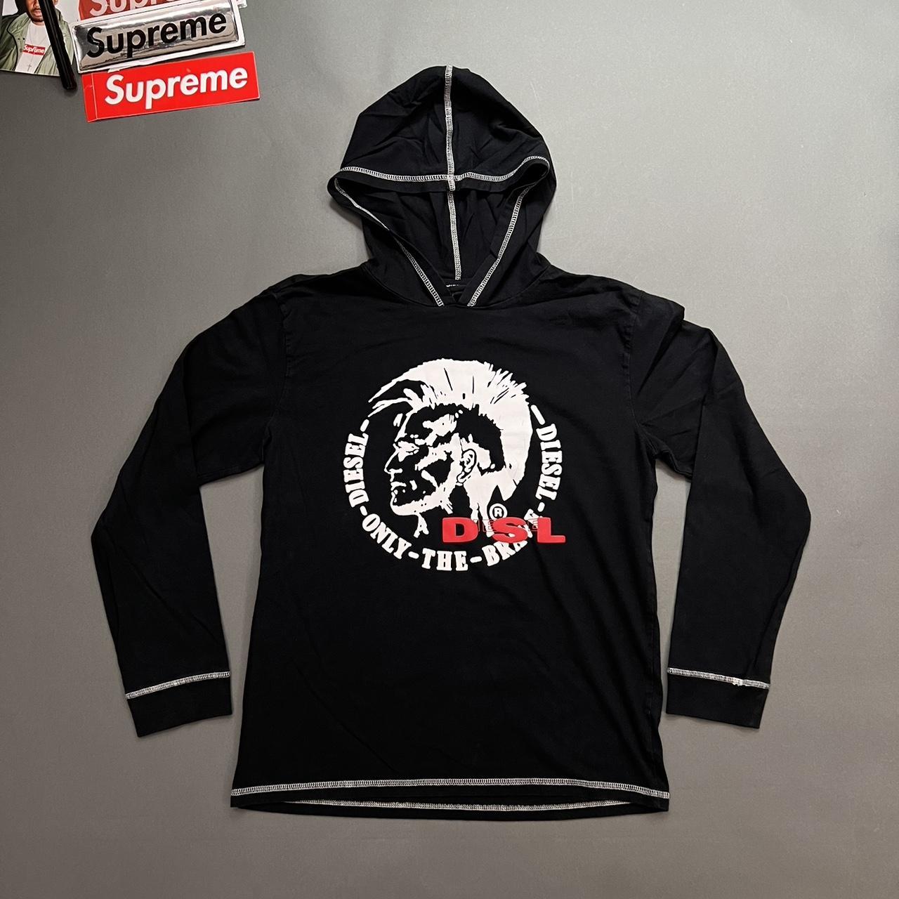 DIESEL Puffy Spellout Logo Mohawk Graphic Hoodie... - Depop