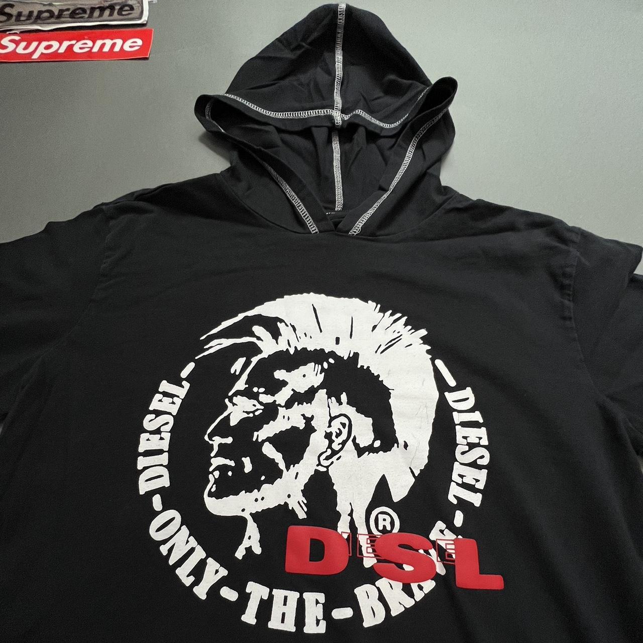 DIESEL Puffy Spellout Logo Mohawk Graphic Hoodie... - Depop