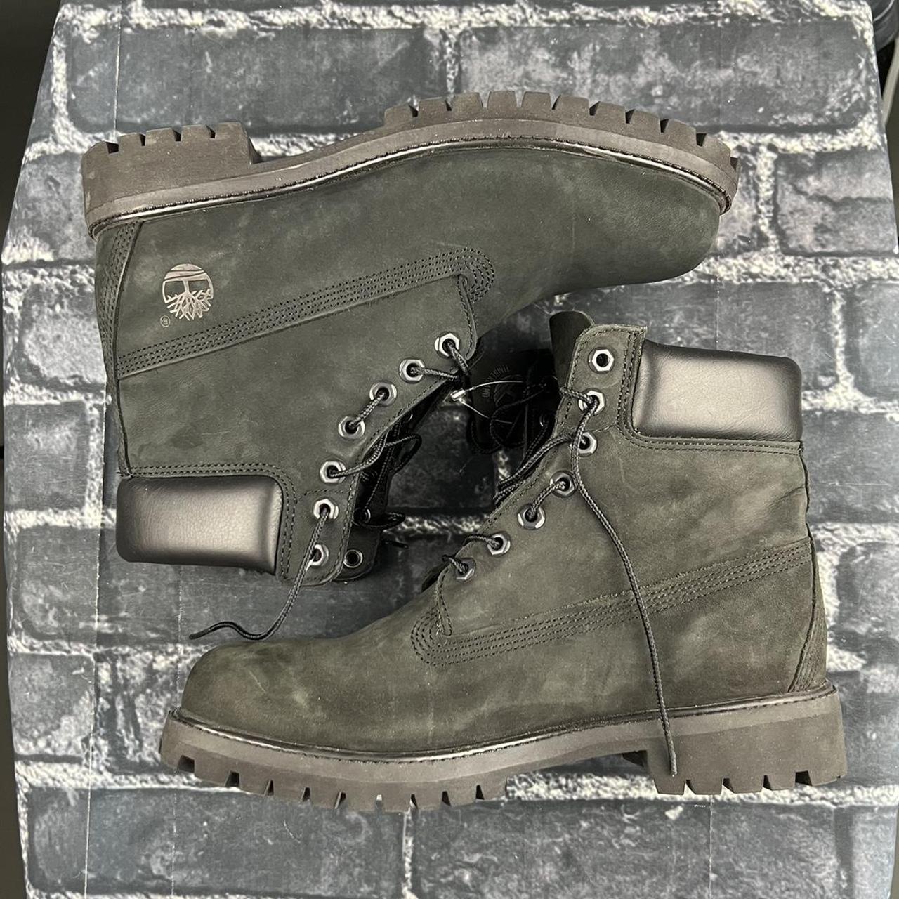 All Black Leather Timberland Boots Primaloft 400... - Depop