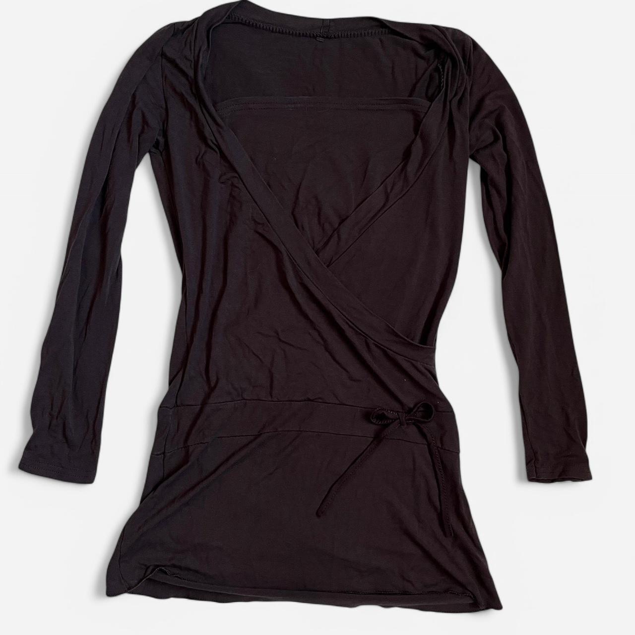 French long sleeve warp top with layered... | Depop