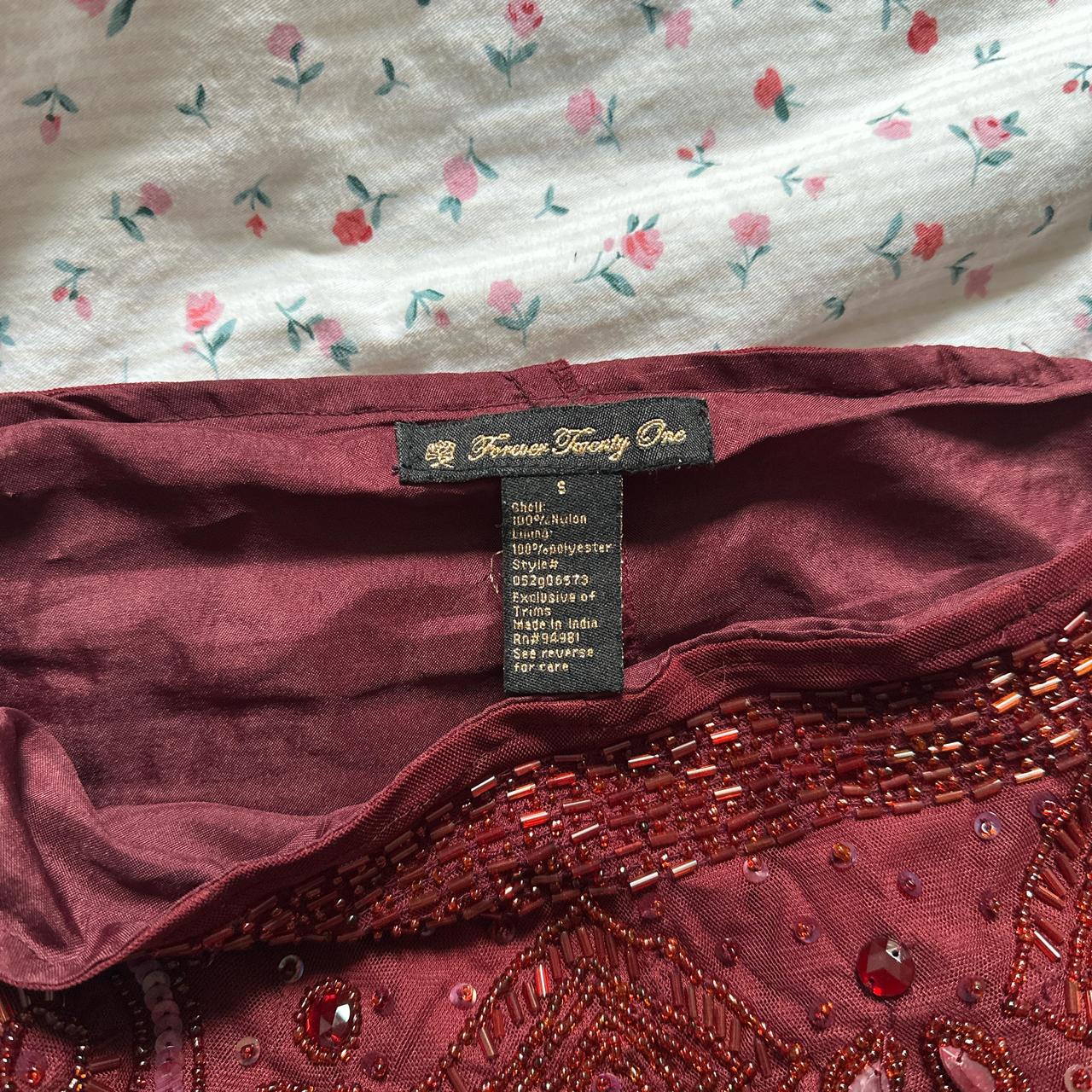 vintage forever 21 burgundy tulle maxi skirt with... | Depop
