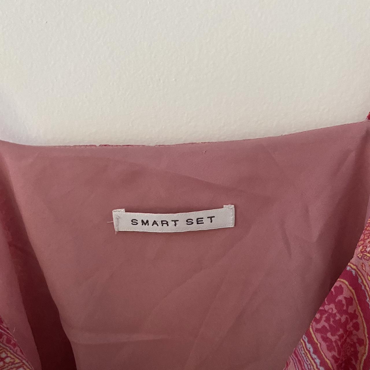 Gorgeous 2000s asymmetric pink floral/ paisley slip... - Depop