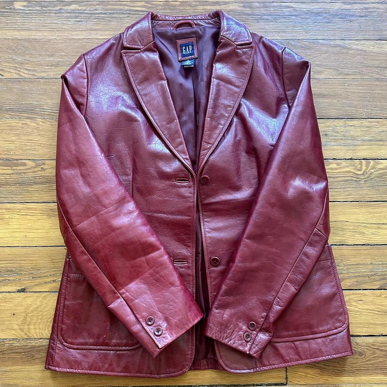 2000s Gap red leather blazer The most amazing... - Depop