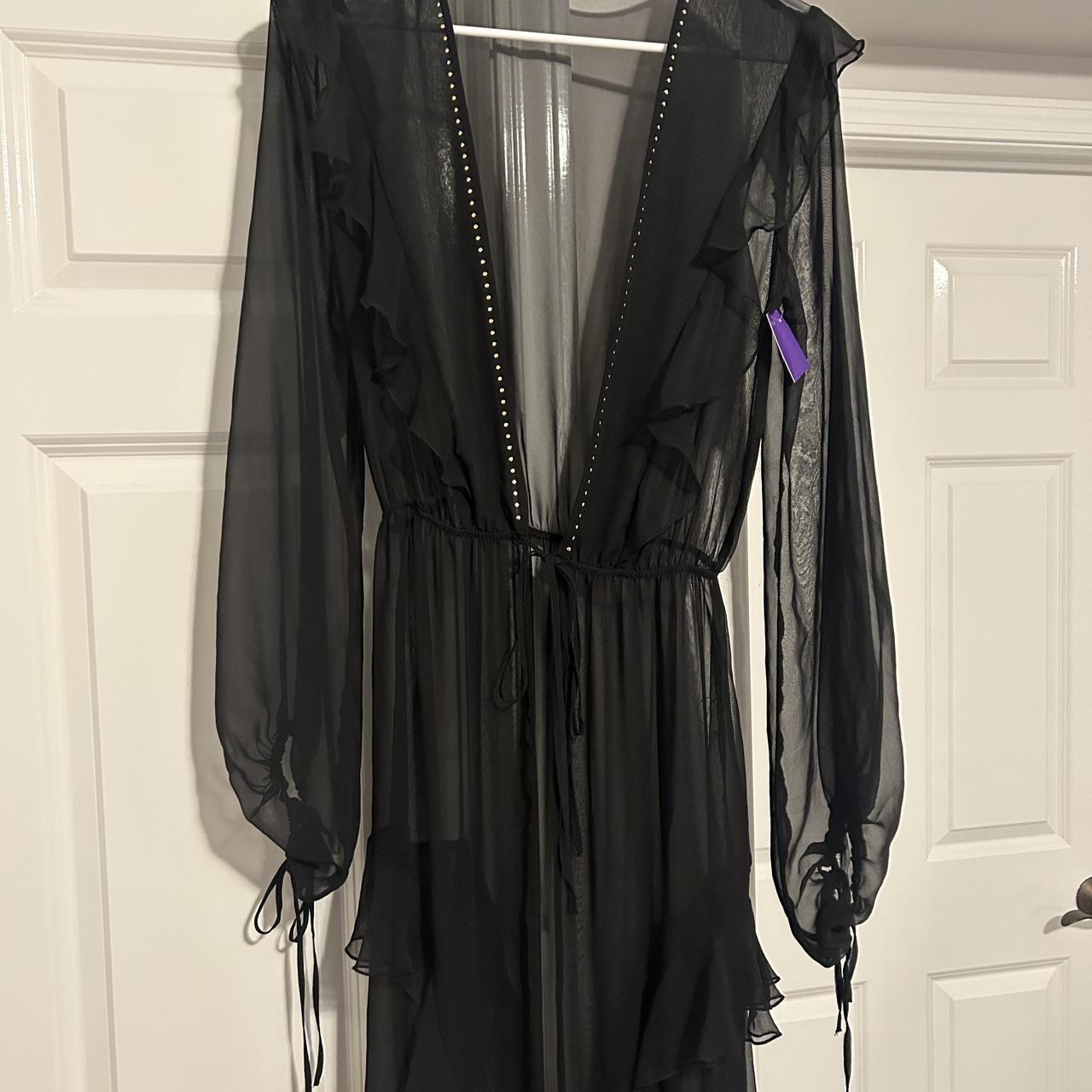 black night gown new with tags from a vintage... - Depop