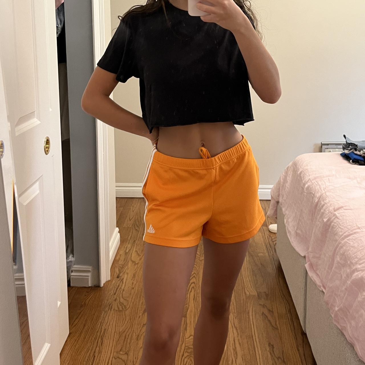 Adidas bright orange athletic shorts - Depop
