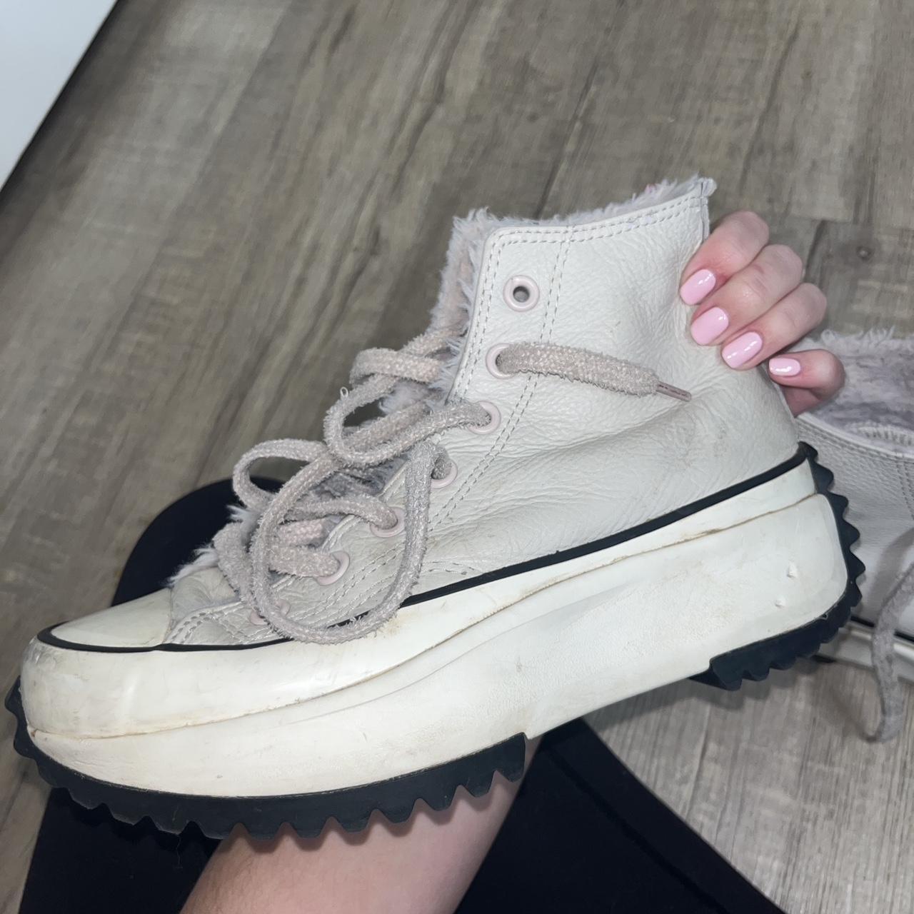 Platform converse. Leather outside, fuzzy... - Depop