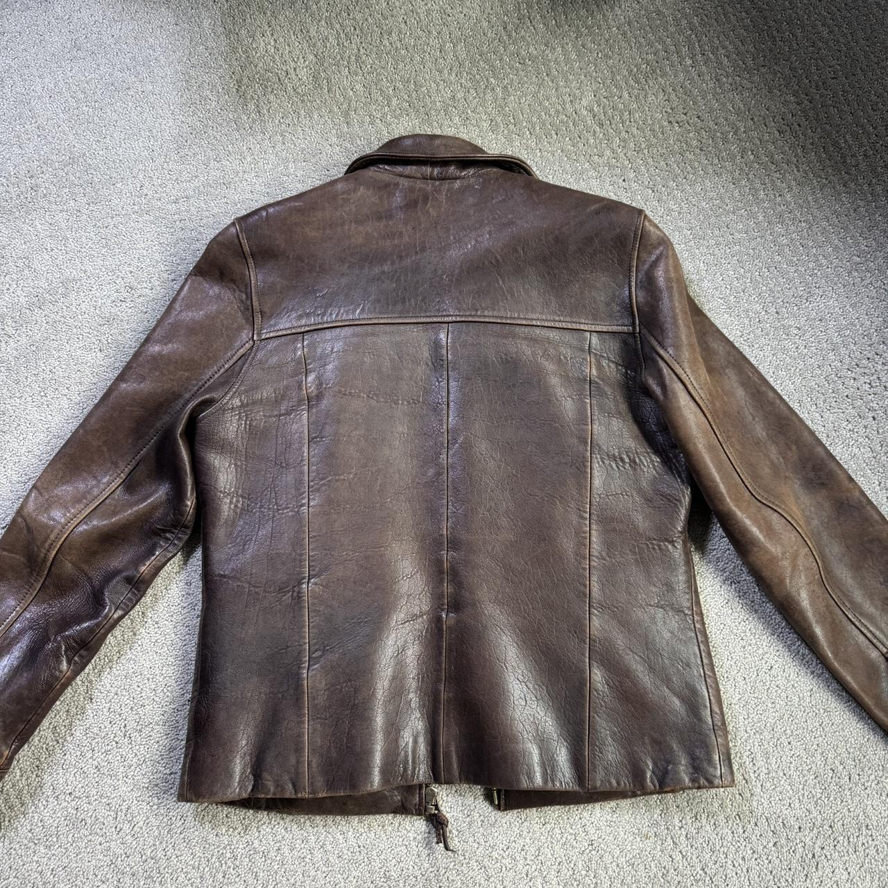 brown Couture by J.Park leather jacket -size xs -... - Depop