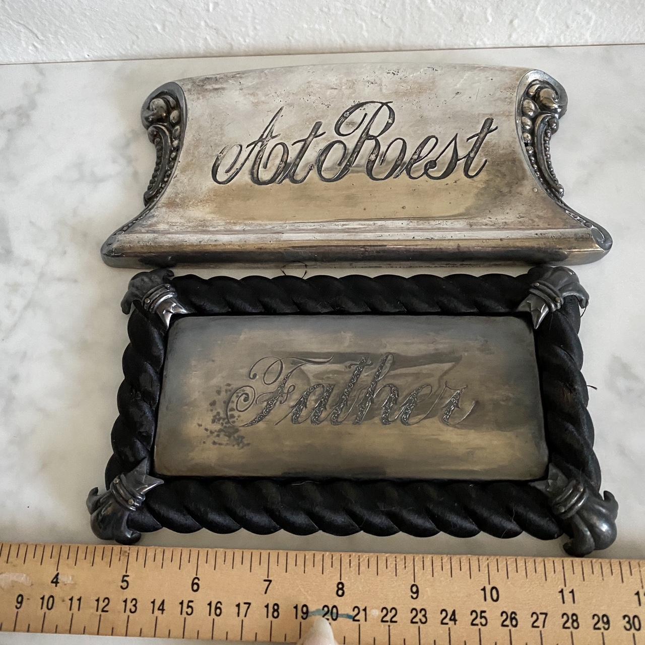 Two antique casket plaques At rest and “father” - Depop