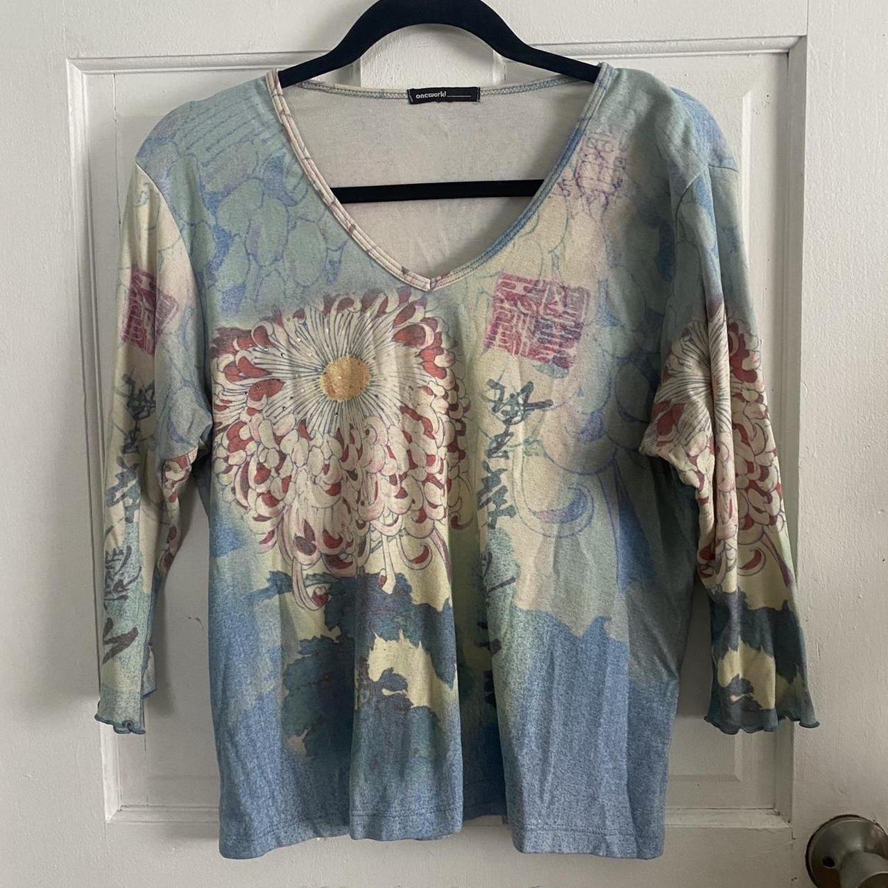 OneWorld Quarter Sleeve lettuce hemmed sleeves and... - Depop