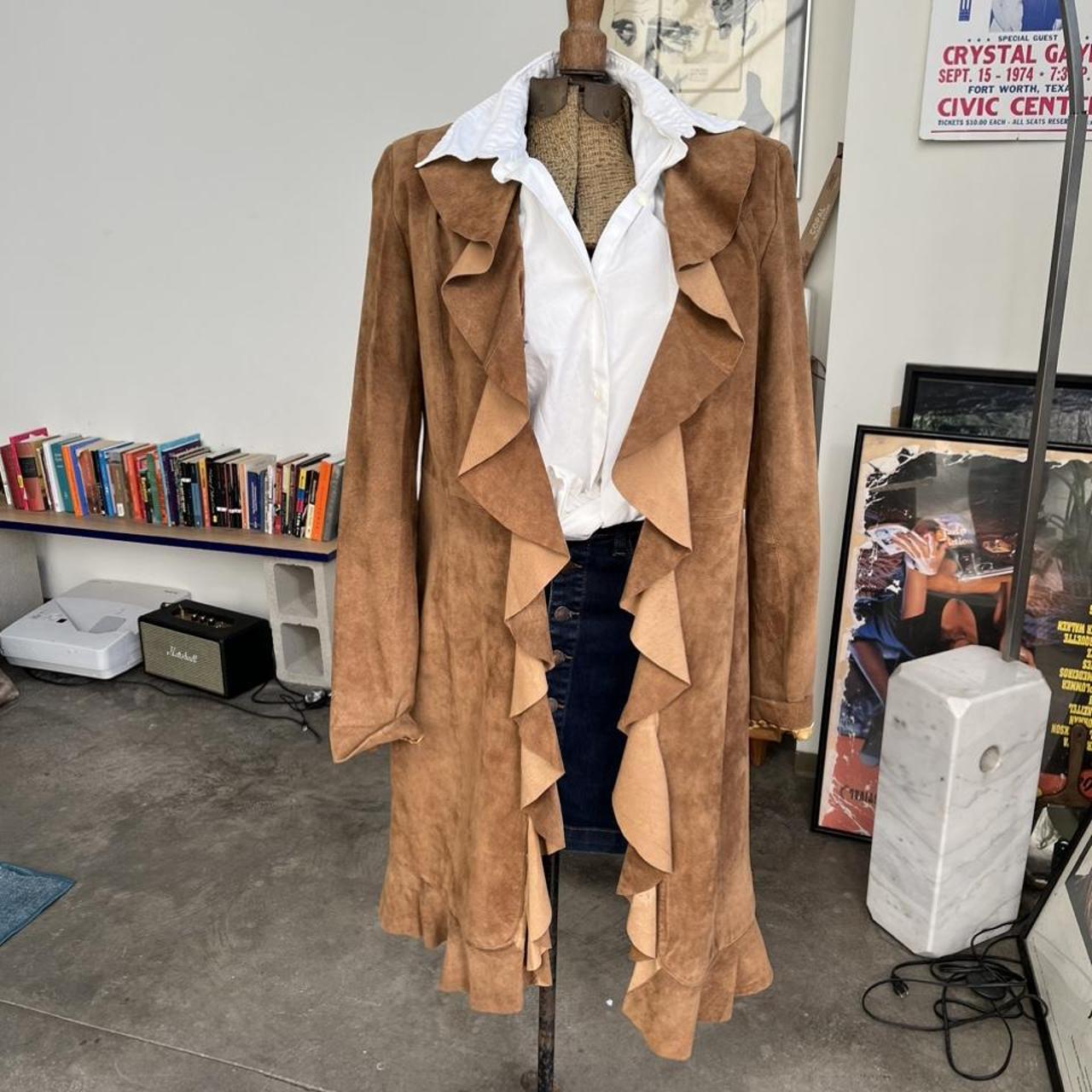 Bohemian suede long ruffled coat. Pennylane vibes :)... - Depop