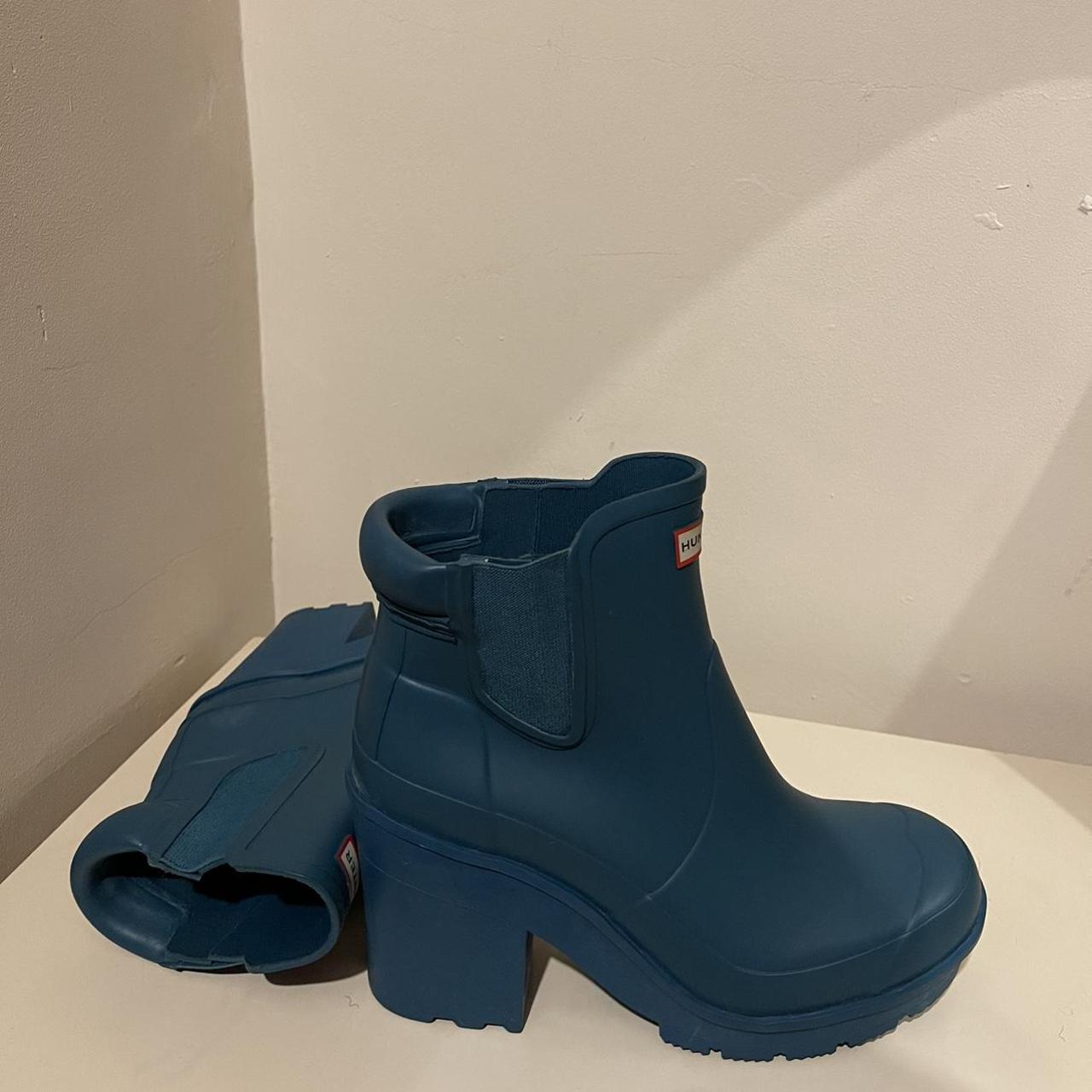 Hunter Block Heel Chelsea Boots Style Wellies Teal... - Depop