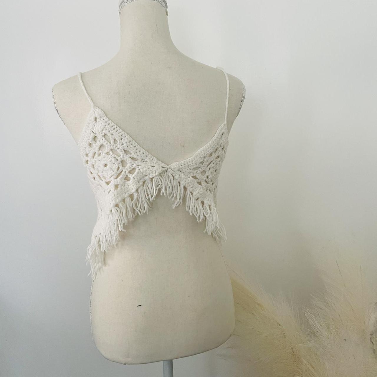 🤍🤍white hand stitched crochet top🤍🤍 Fits small - Depop