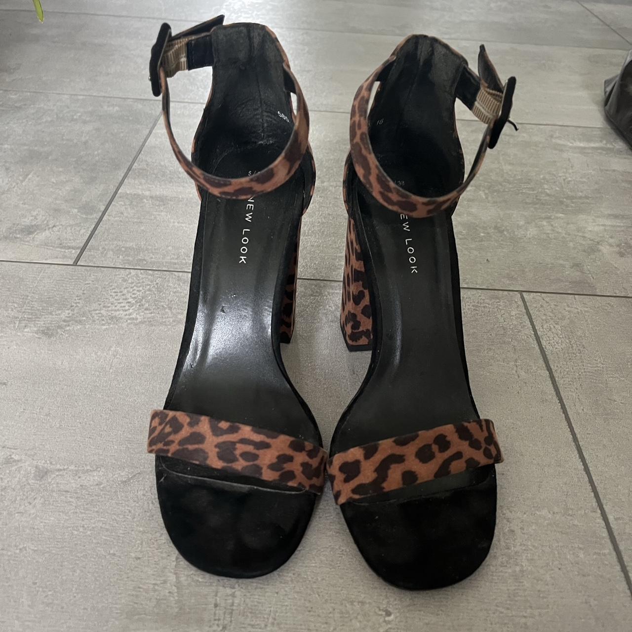 Leopard print sandal heels Size 5, only worn a few... - Depop