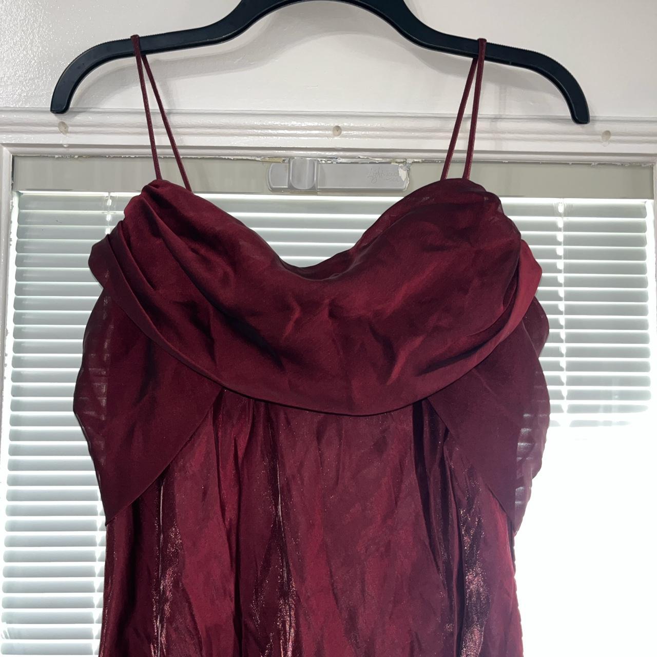 90s Vibe Prom Dress Burgundy formal dress with a... - Depop