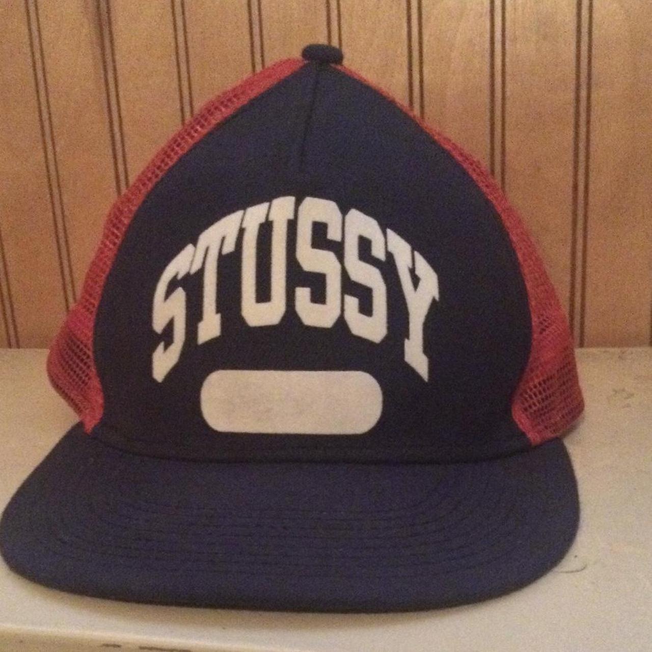 Vintage Stussy trucker hat from early 2000s. red & | Depop Vintage Stussy trucker hat from early 2000s. red & | Depop