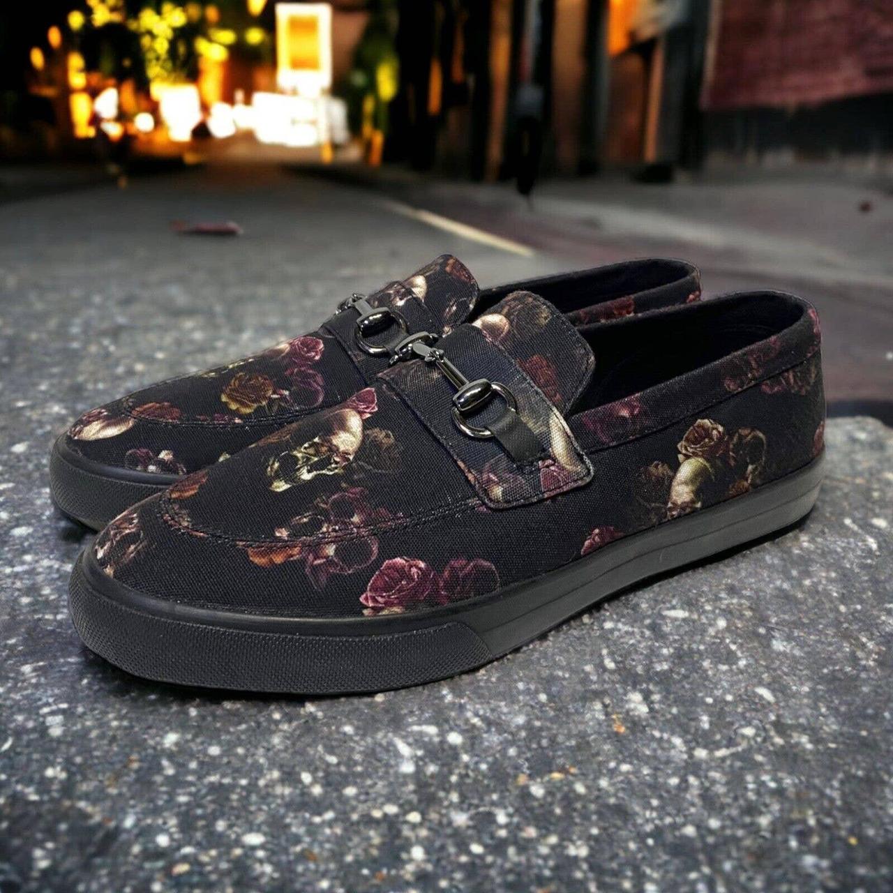 ASOS Mens Skull and Roses Slip On Snaffle Buckle... - Depop