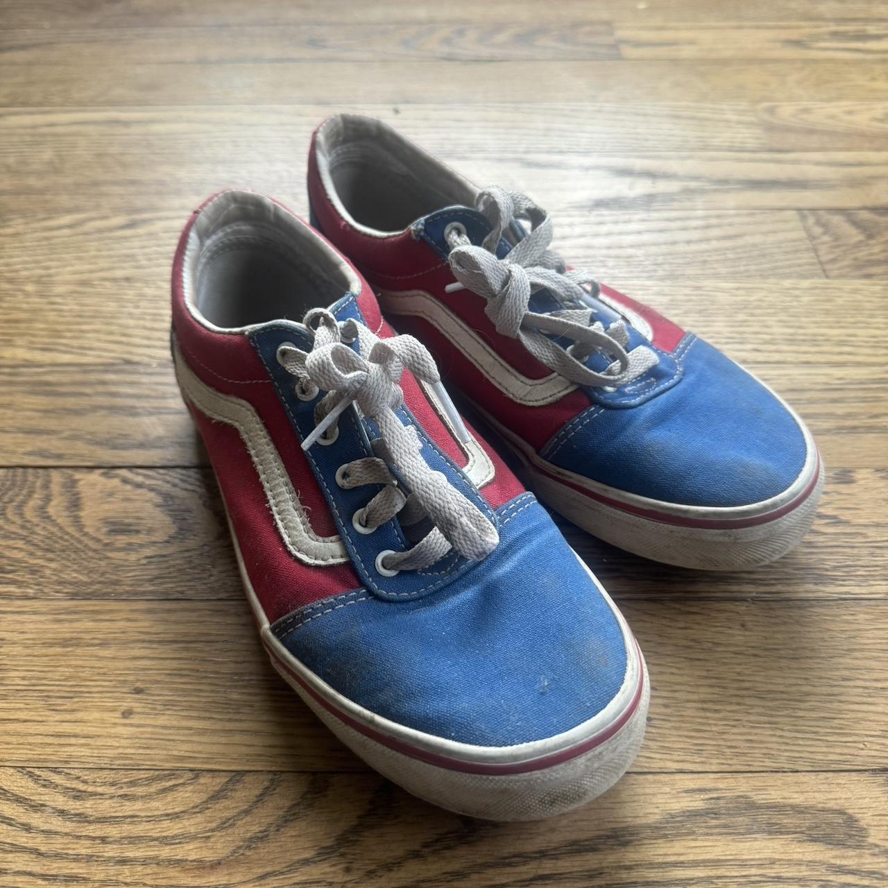 Super cute red and blue Vans. Size 6 women’s. - Depop