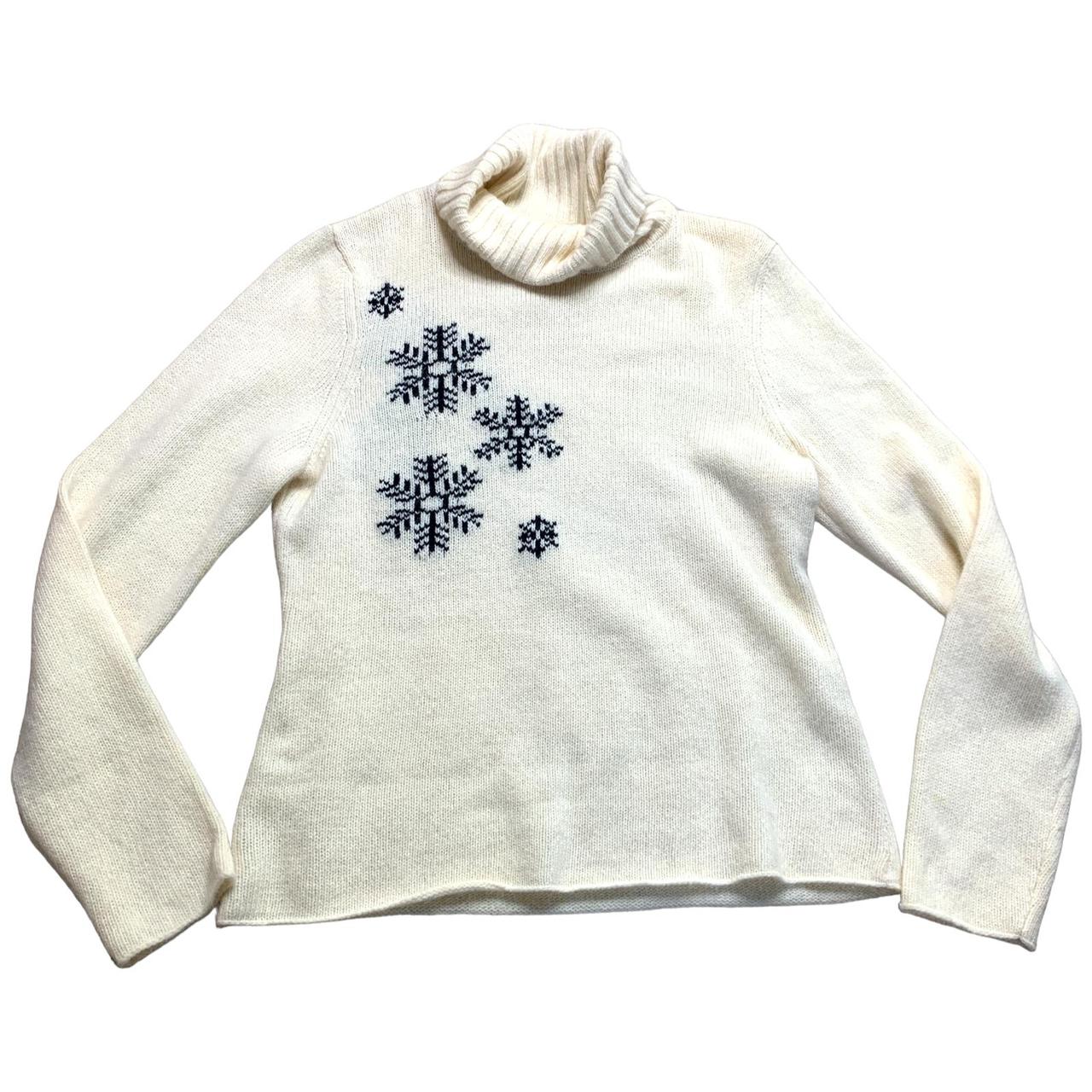 111 State Snowflake Cream Turtleneck Wool Knit... - Depop