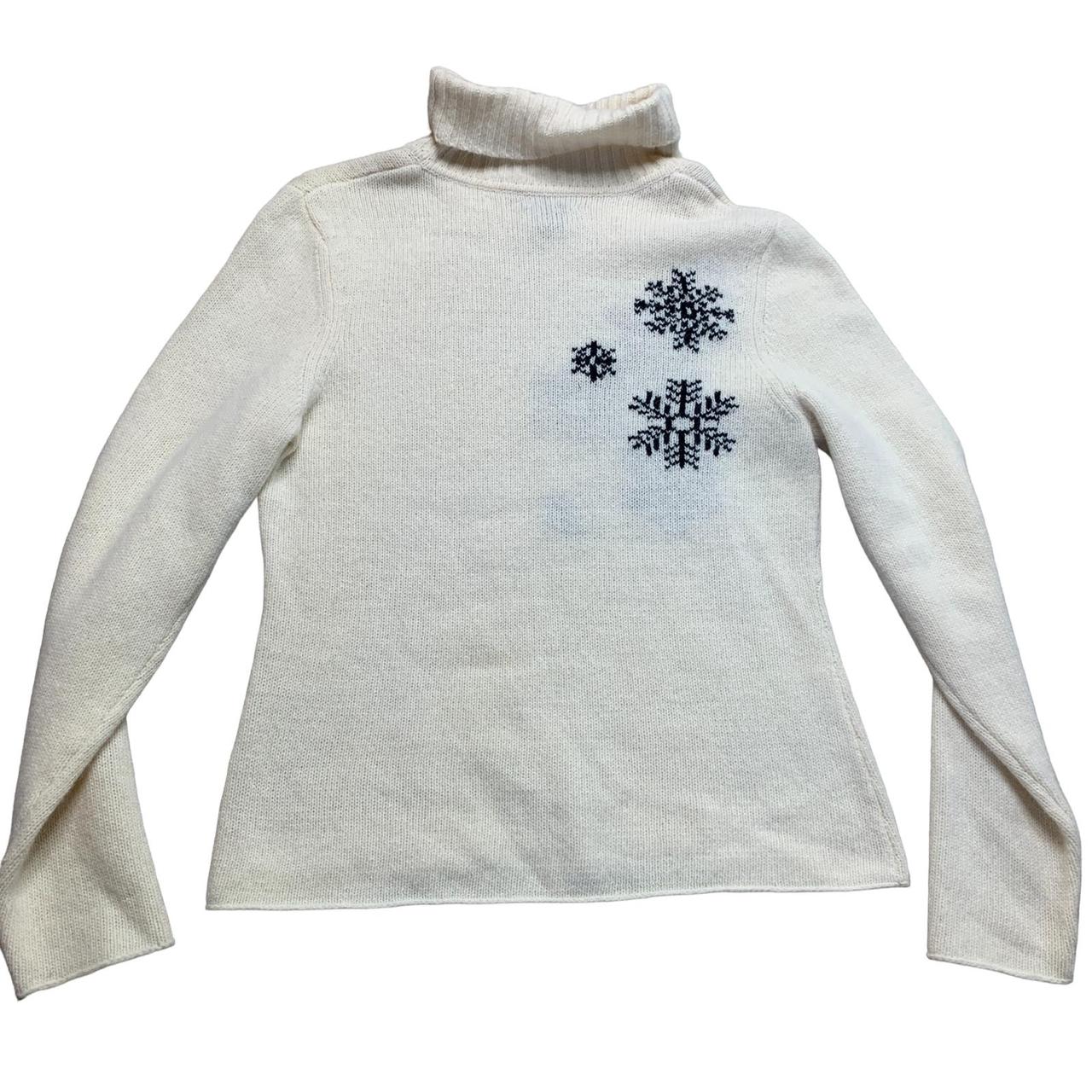111 State Snowflake Cream Turtleneck Wool Knit... - Depop