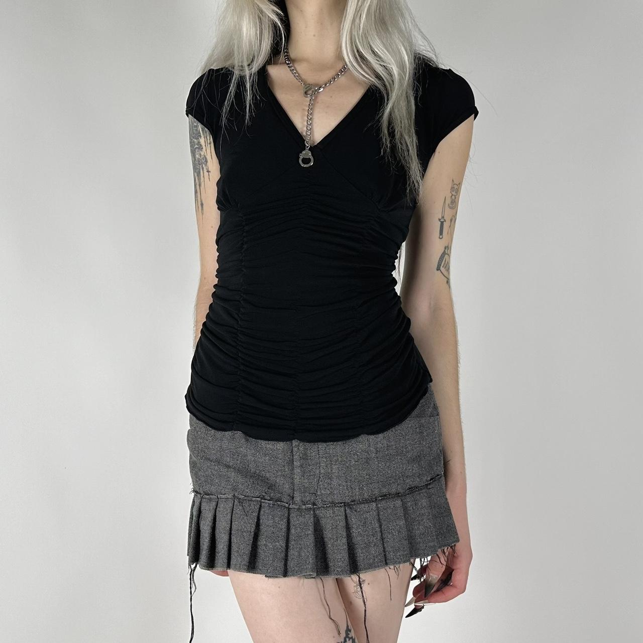 Y2K Ruched Baby Tee y2k era supa flattering basic... - Depop