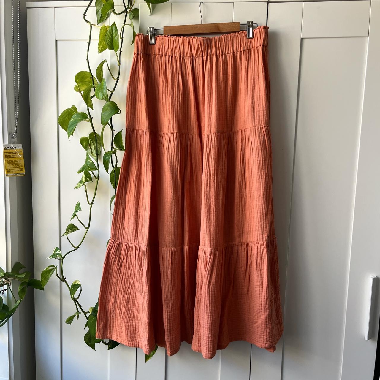 French Connection orange maxi skirt Worn a handful... - Depop