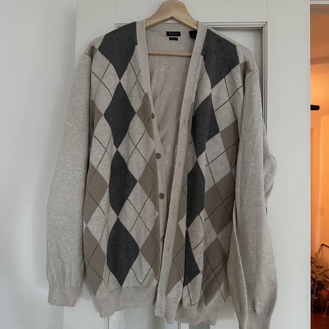Vintage mute colored argyle oversized cardigan! In... - Depop