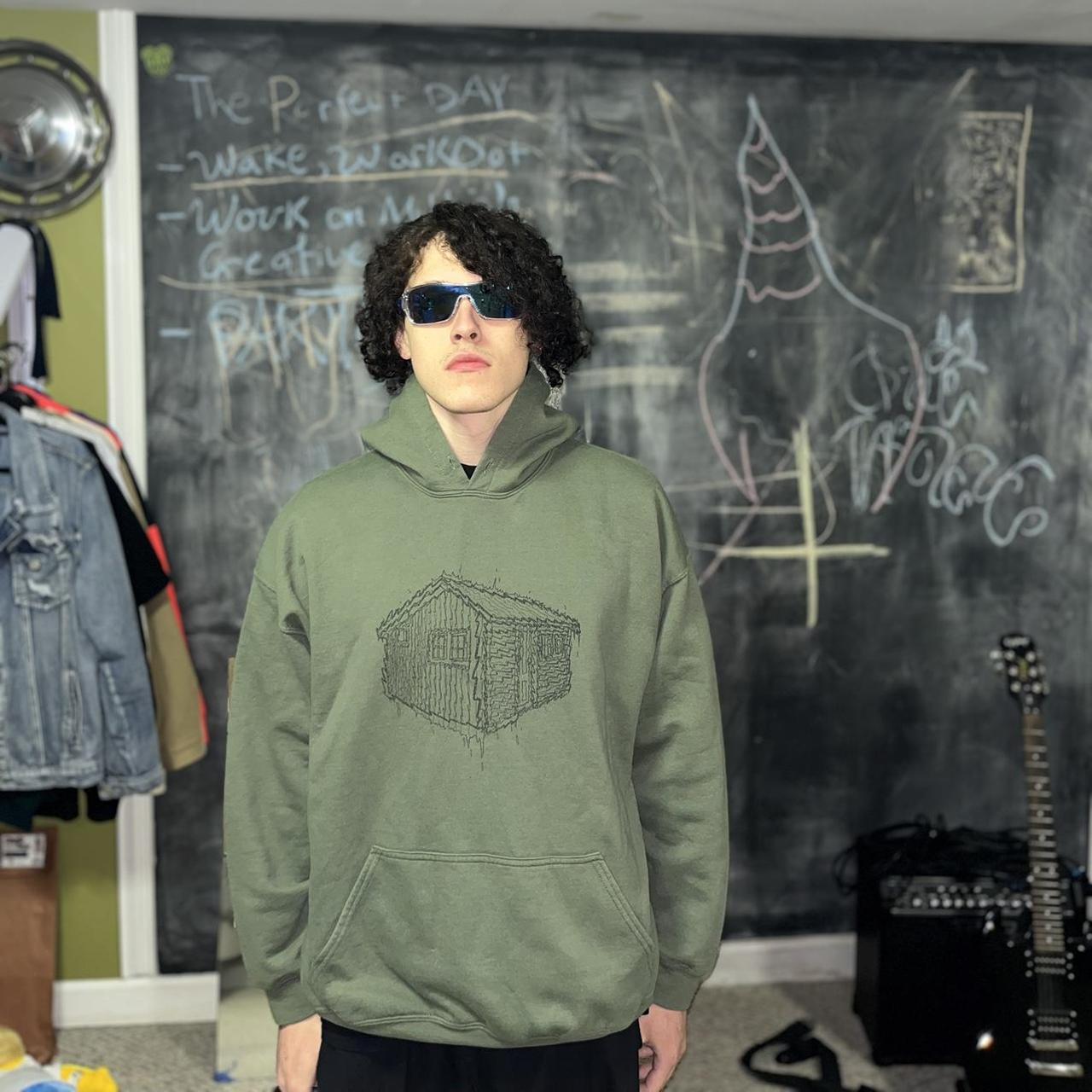 Shed Theory Olive Green Hoodie - Depop