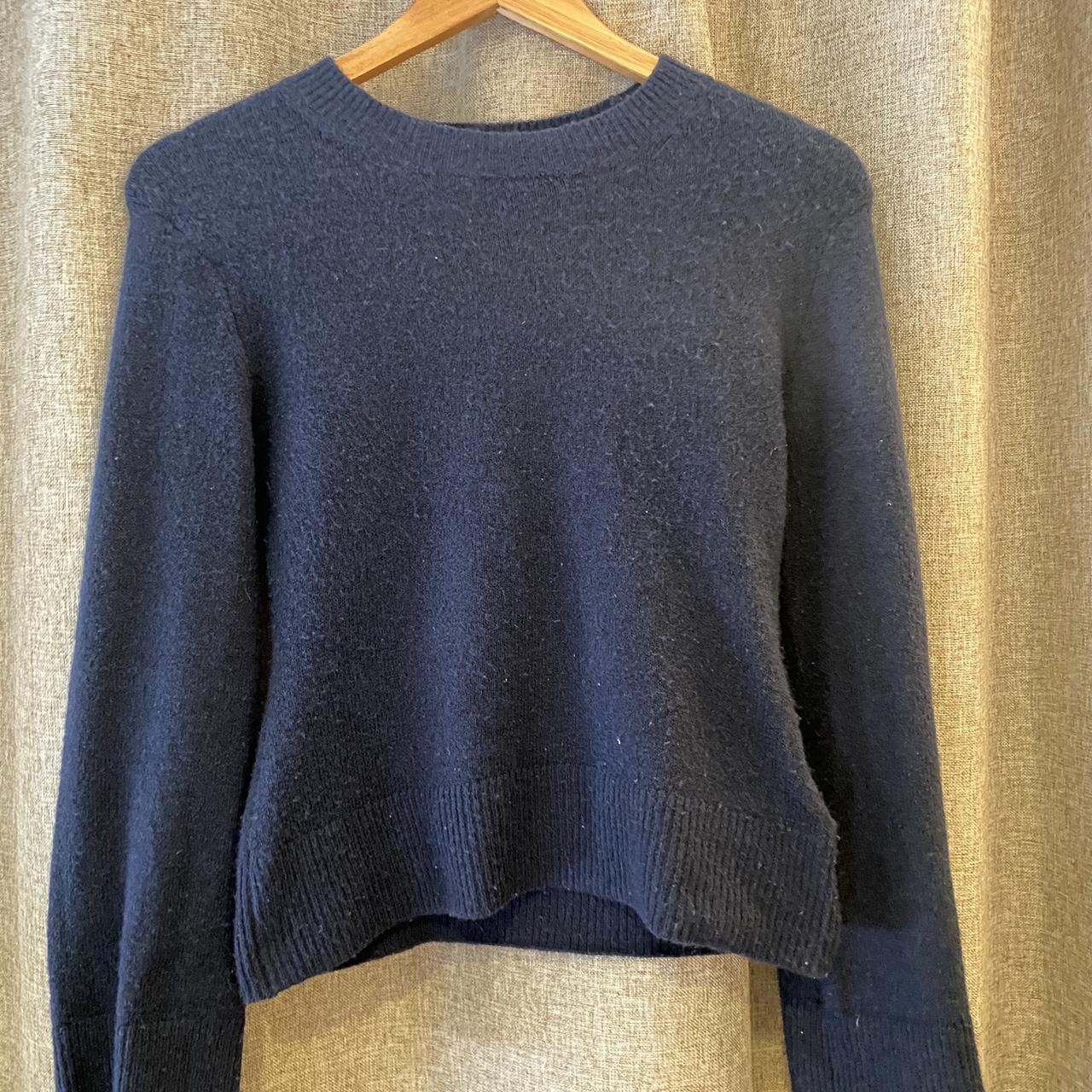 cute and cozy navy blue jumper with bell sleeves,... | Depop