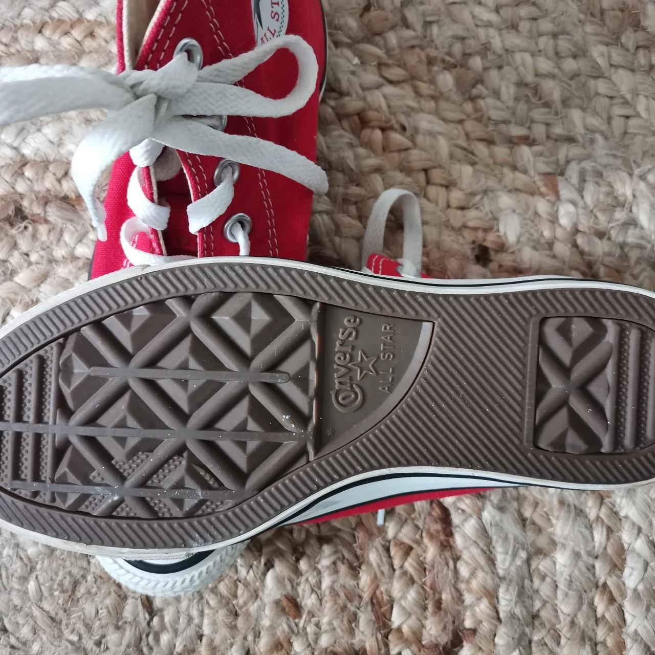 Red hightop Converse. Only worn once - Depop