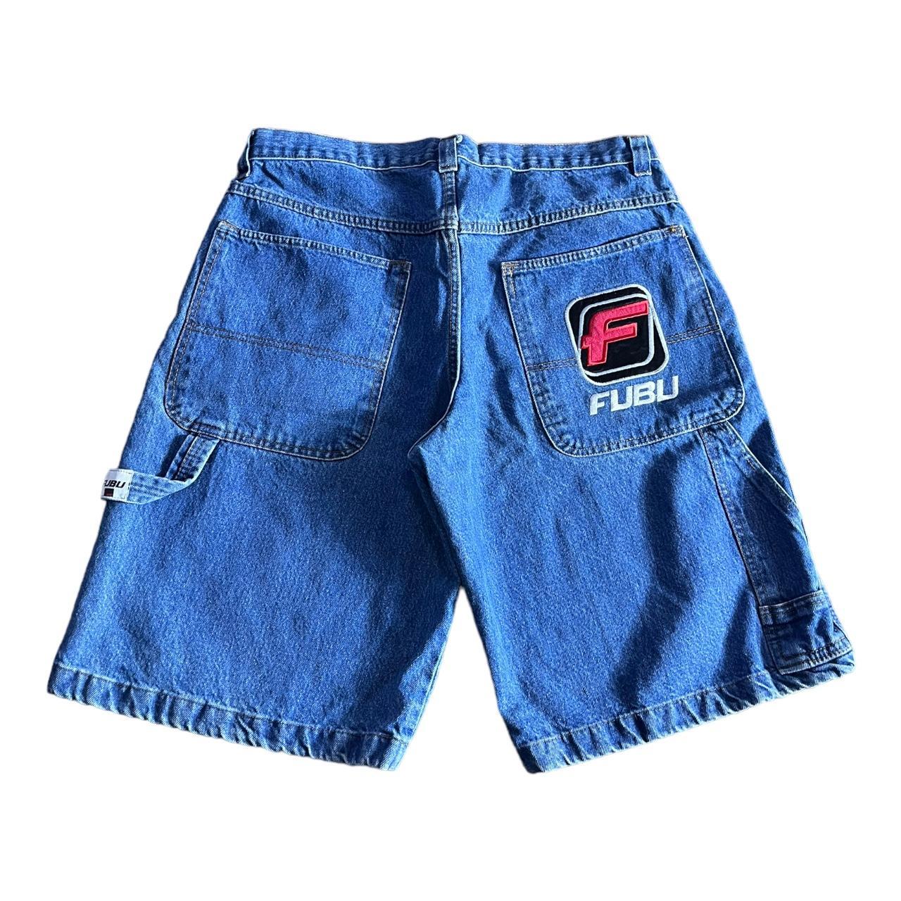 FUBU Men's Blue and Red Shorts | Depop