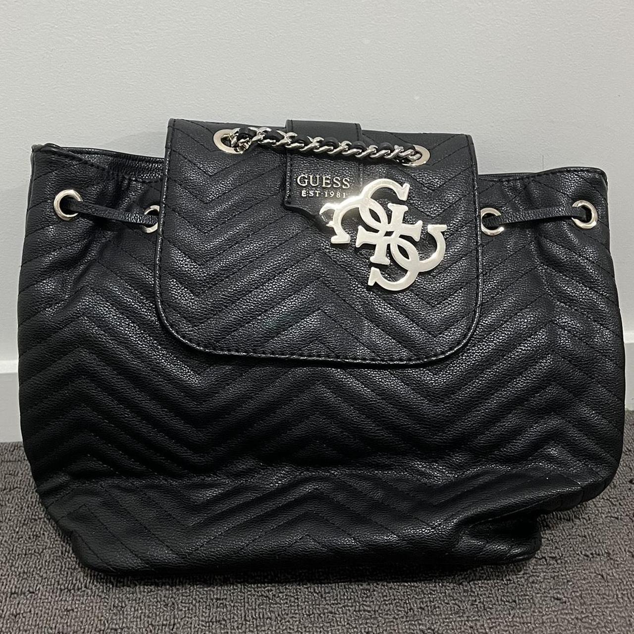 Guess Women's Gold and Black Bag | Depop