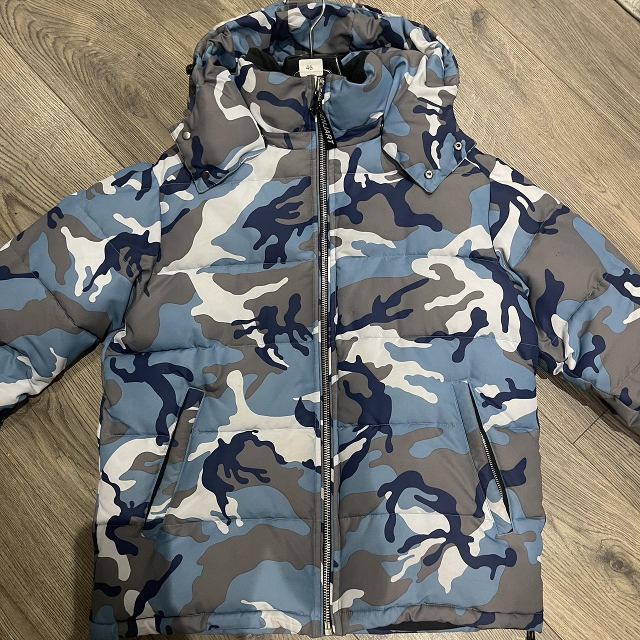 Men’s Benjart Blue Camo Puffer Jacket Size Medium... - Depop