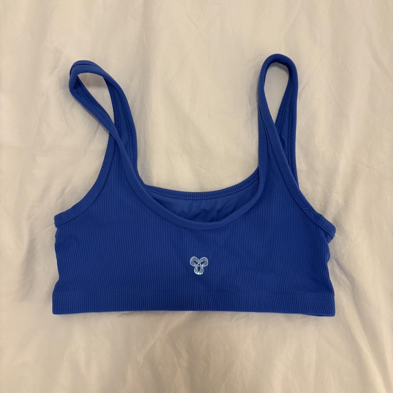 Aritzia TNA ribbed bright blue sport bra size small.... - Depop