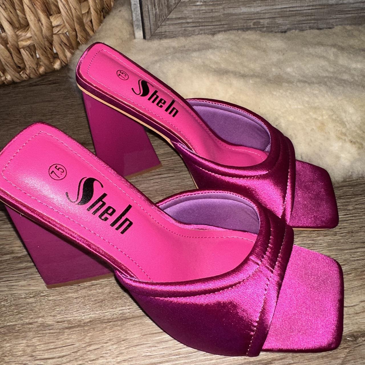 SHEIN pink block heels. Only worn once. Cute just... - Depop