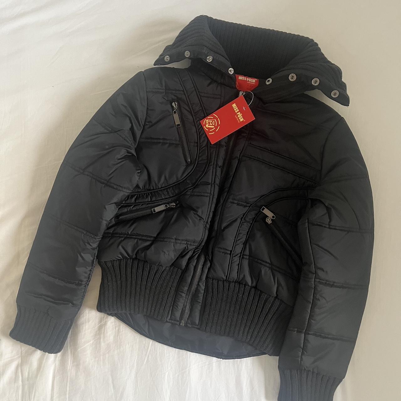 Miss Posh Y2K puffer jacket. Black with zip... - Depop