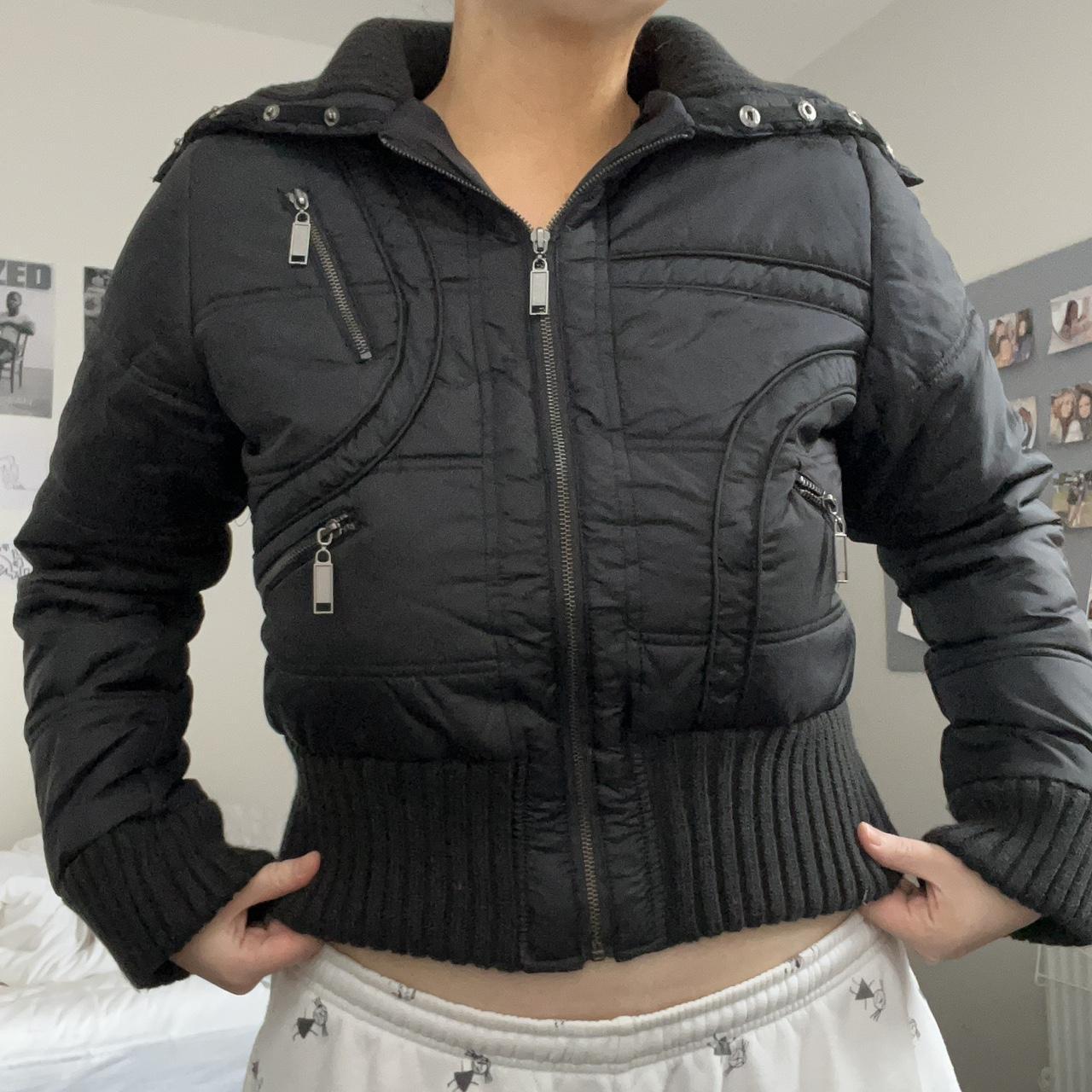 Miss Posh Y2K puffer jacket. Black with zip... - Depop