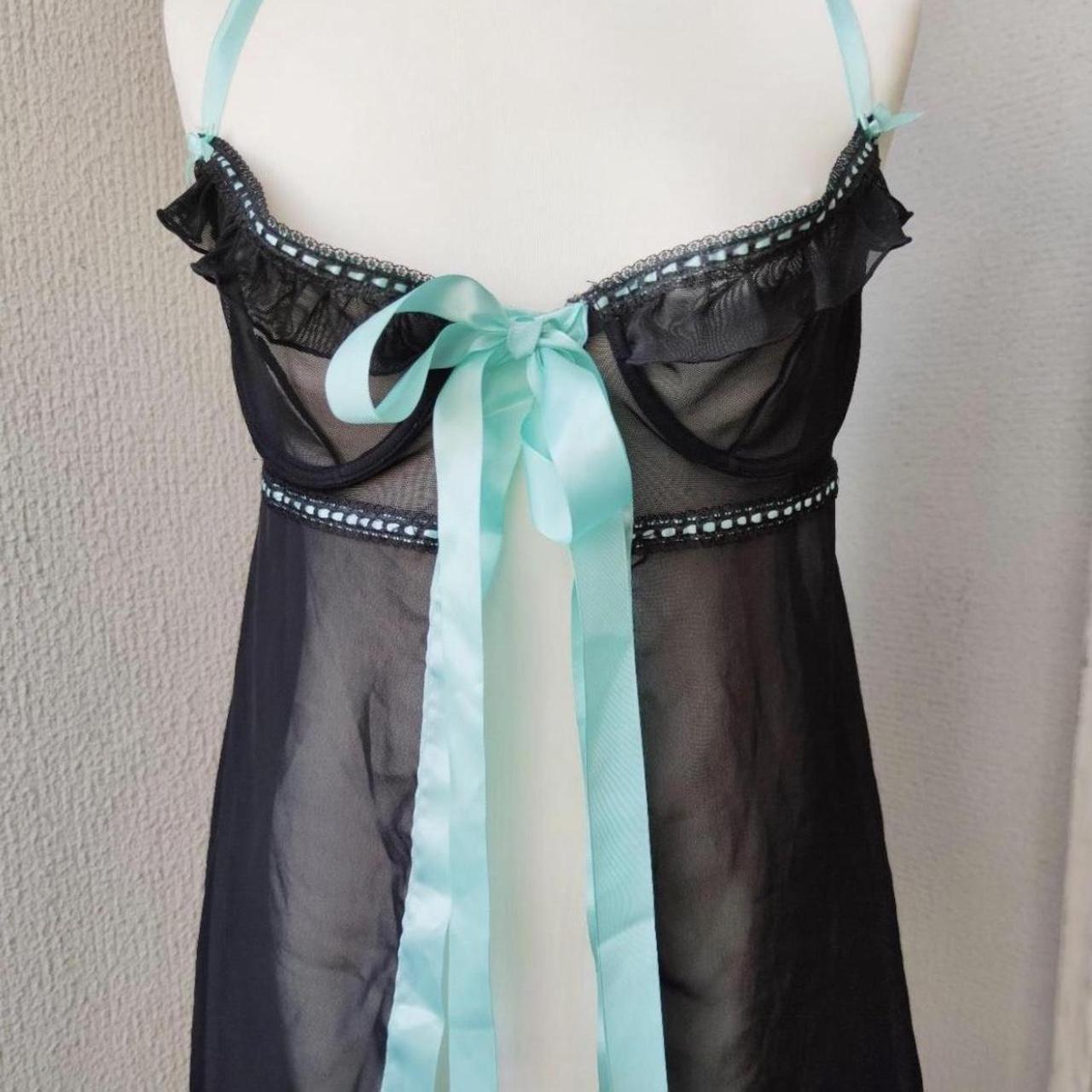 Vintage mesh babydoll top 🦋 size 80B with adjustable... - Depop