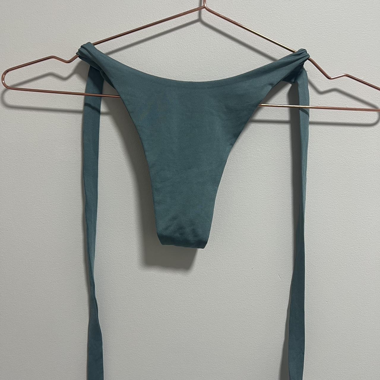 Blue scrappy crop top and string bikini set... | Depop