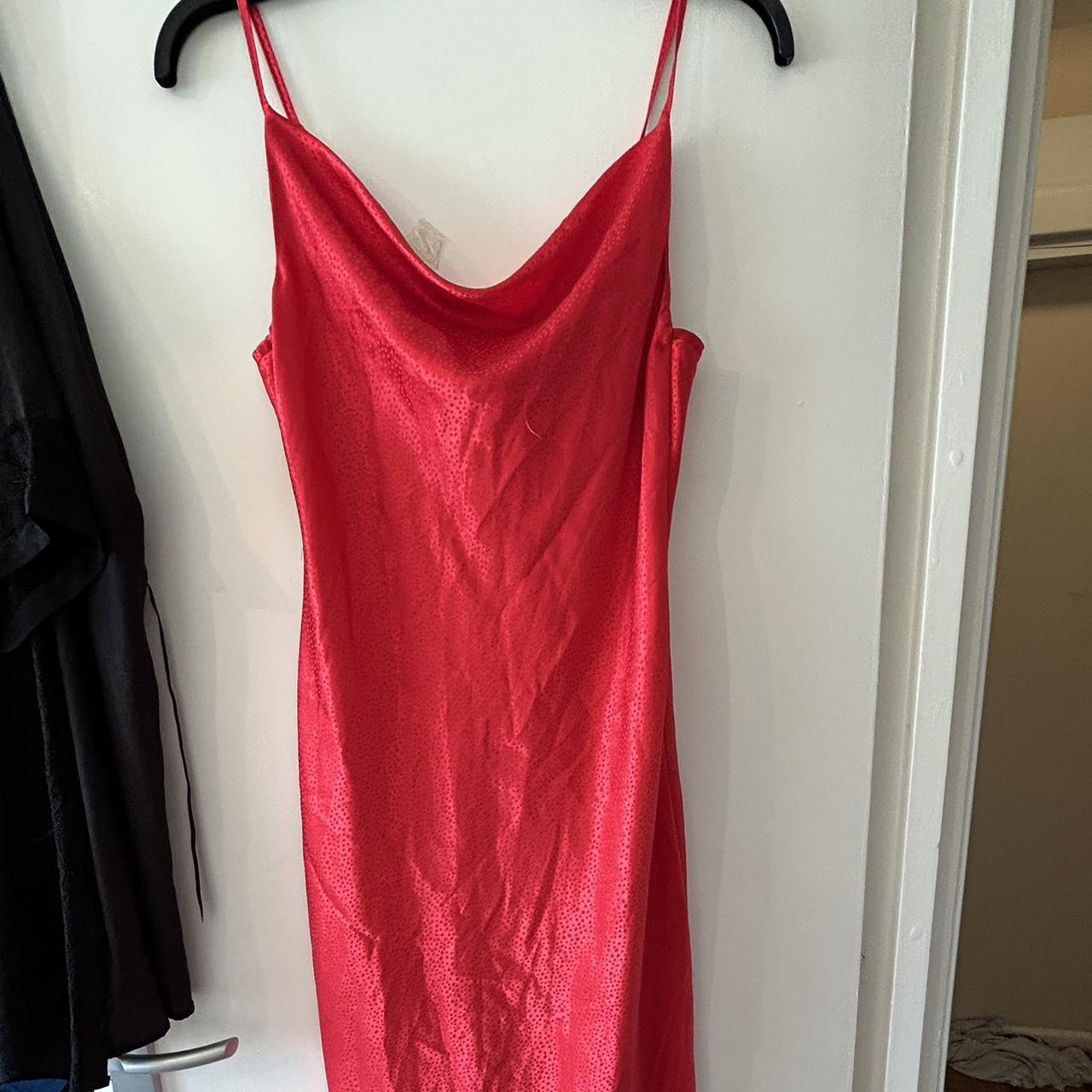 New look red Polka satin midi dress. Worn a couple... - Depop
