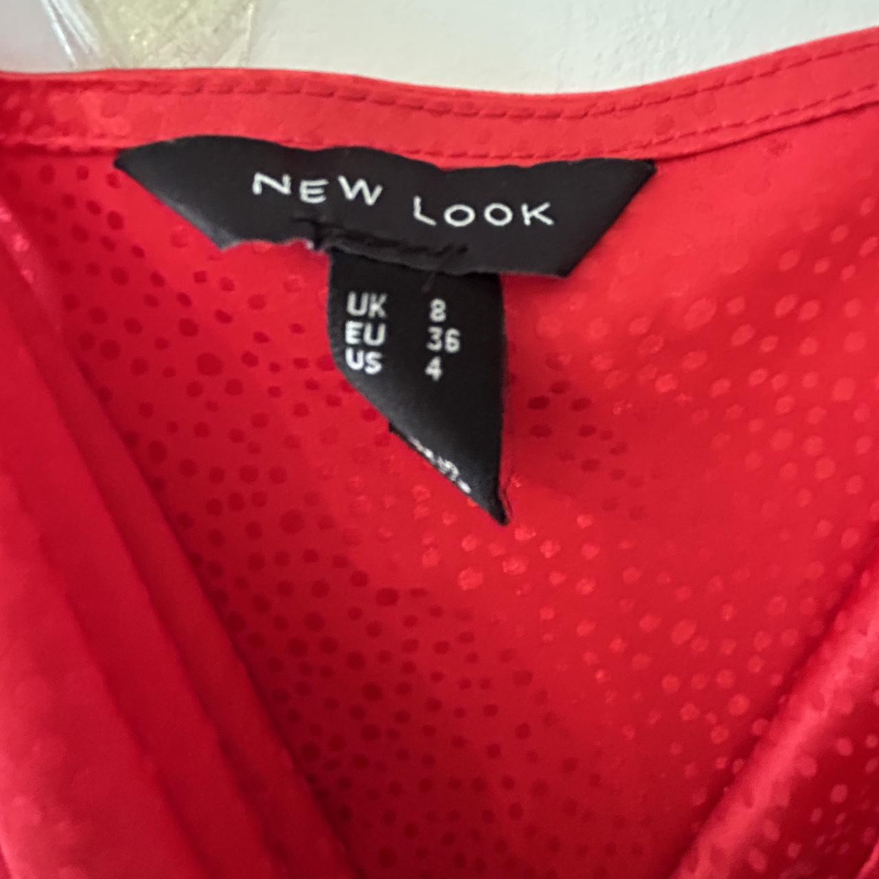 New look red Polka satin midi dress. Worn a couple... - Depop