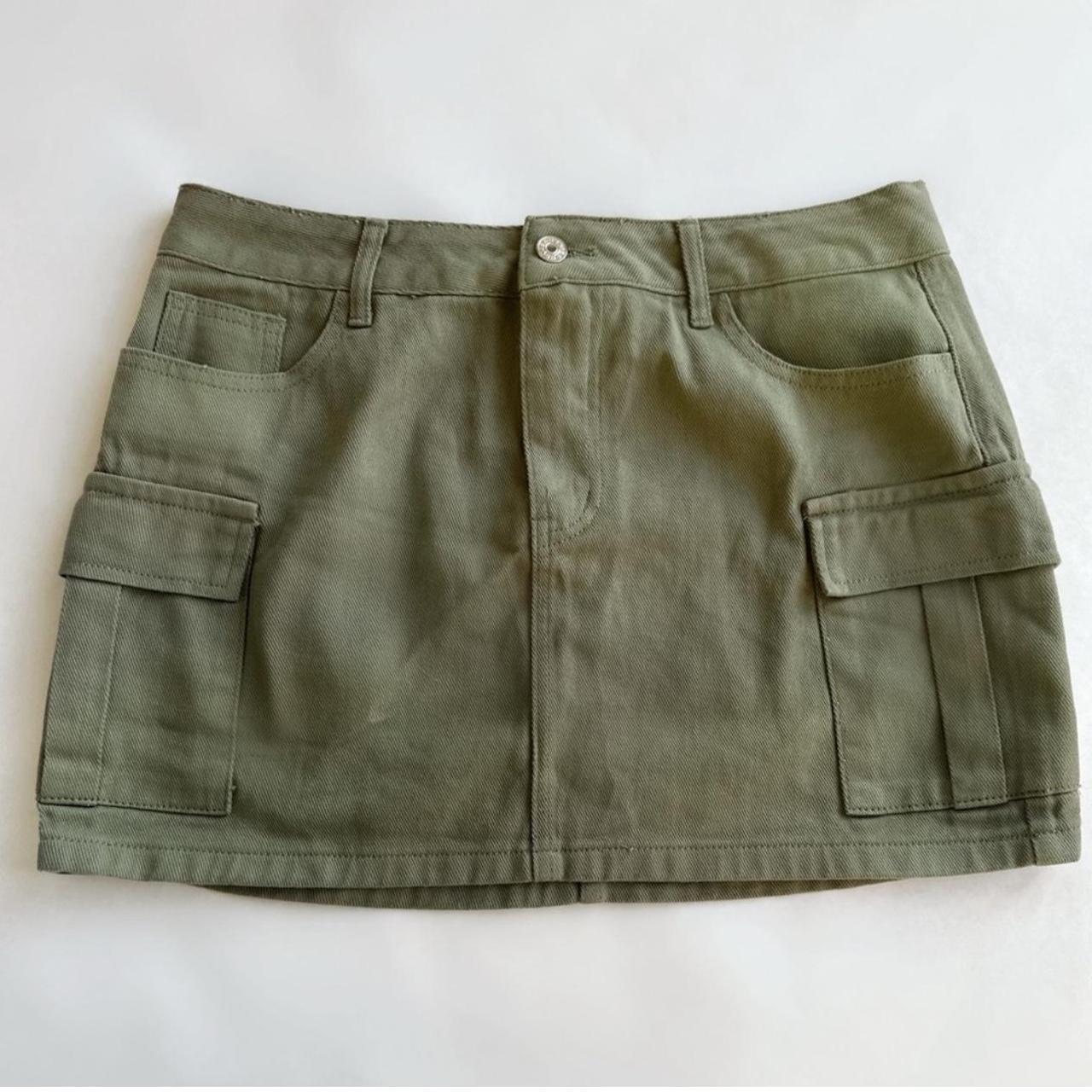 Army Green Cargo Skirt - Depop