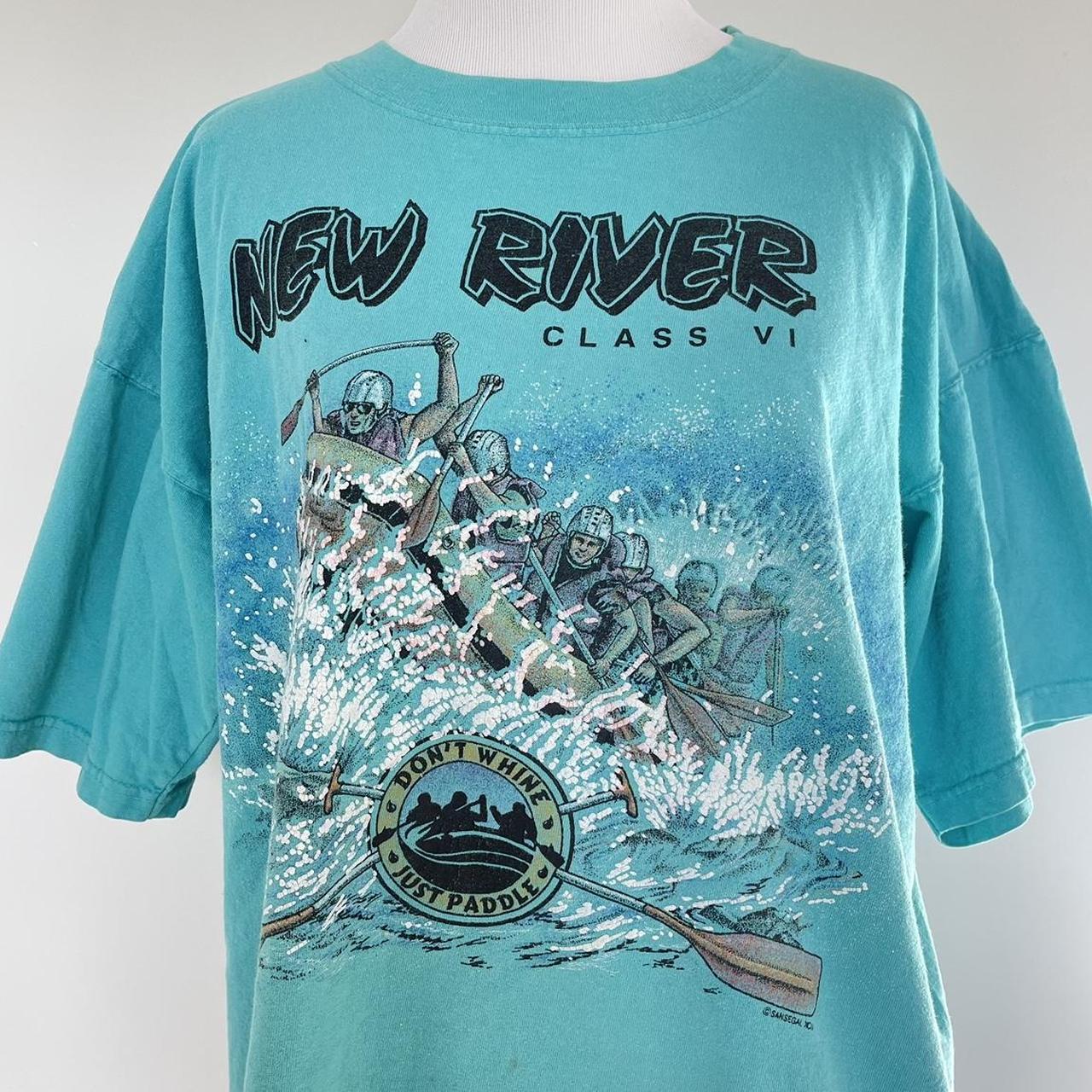 Vintage White water rafting tee New River Class VI... - Depop