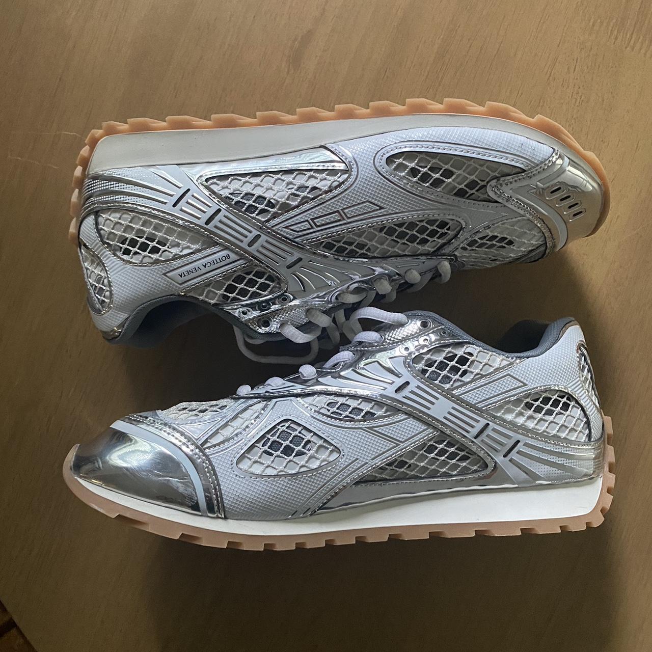 Bottega Veneta Orbit Sneaker Silver/White/Optic... - Depop