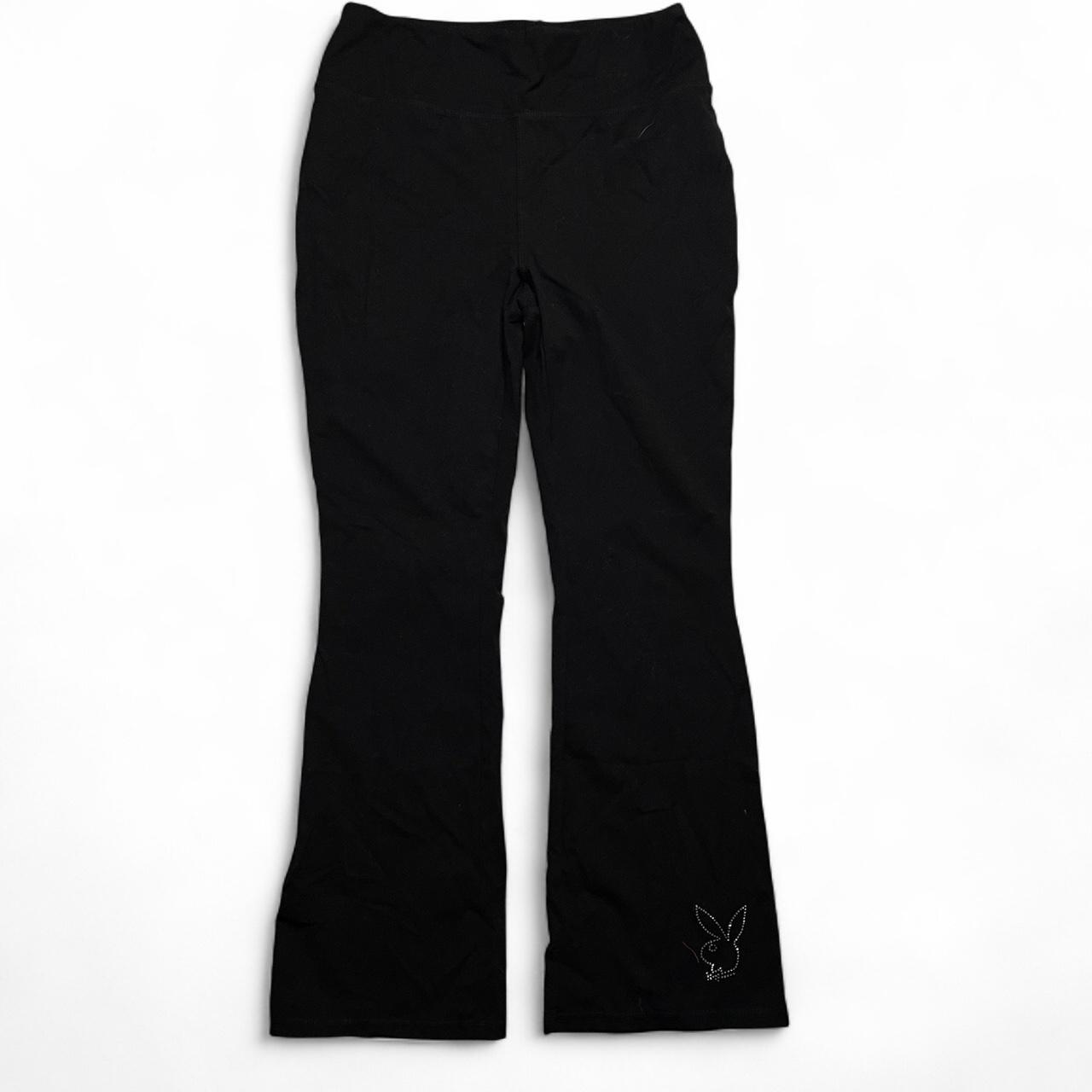 Black playboy by pacsun flare pants with rhinestone... | Depop