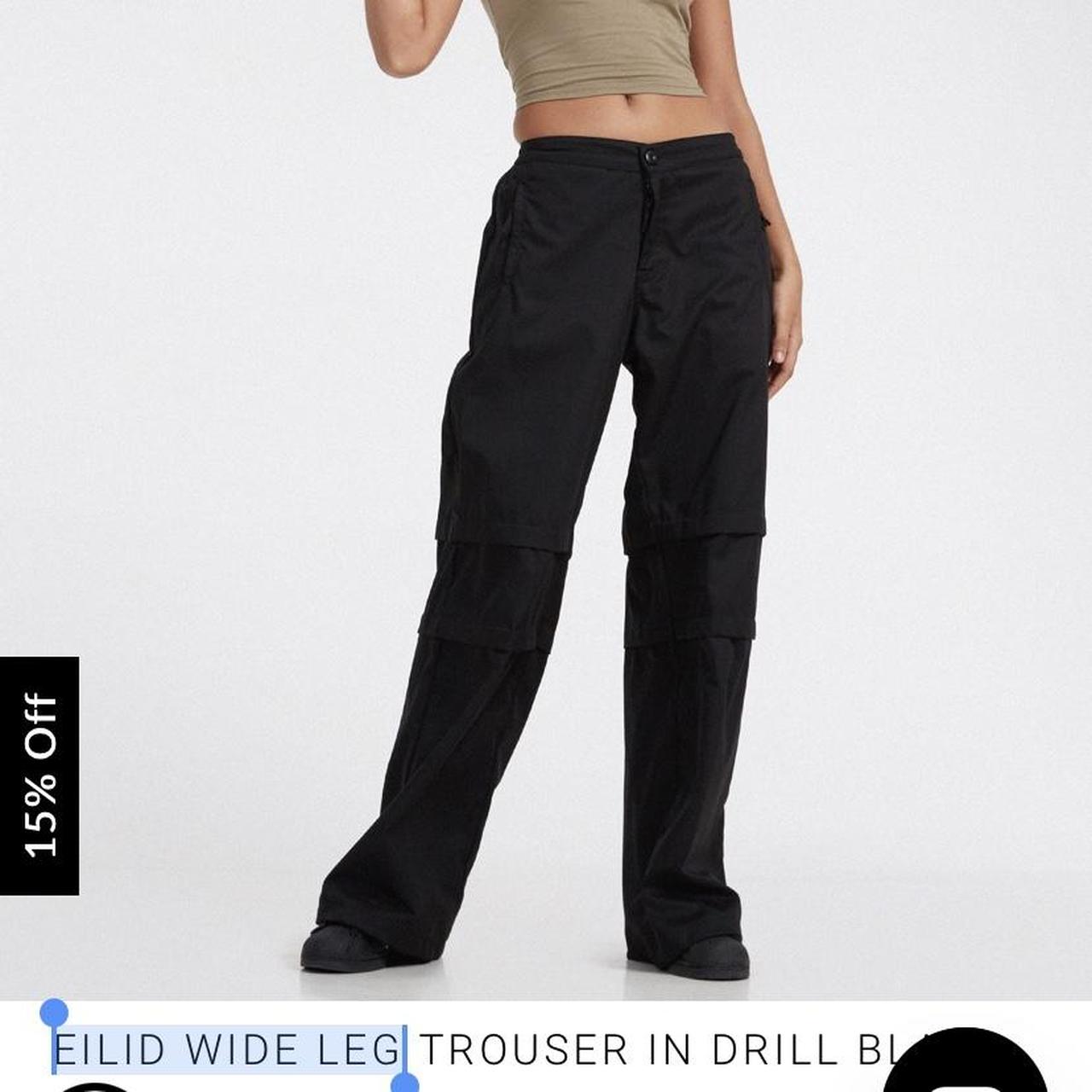 Motel rocks EILID WIDE LEG cargos all black worn 2... - Depop