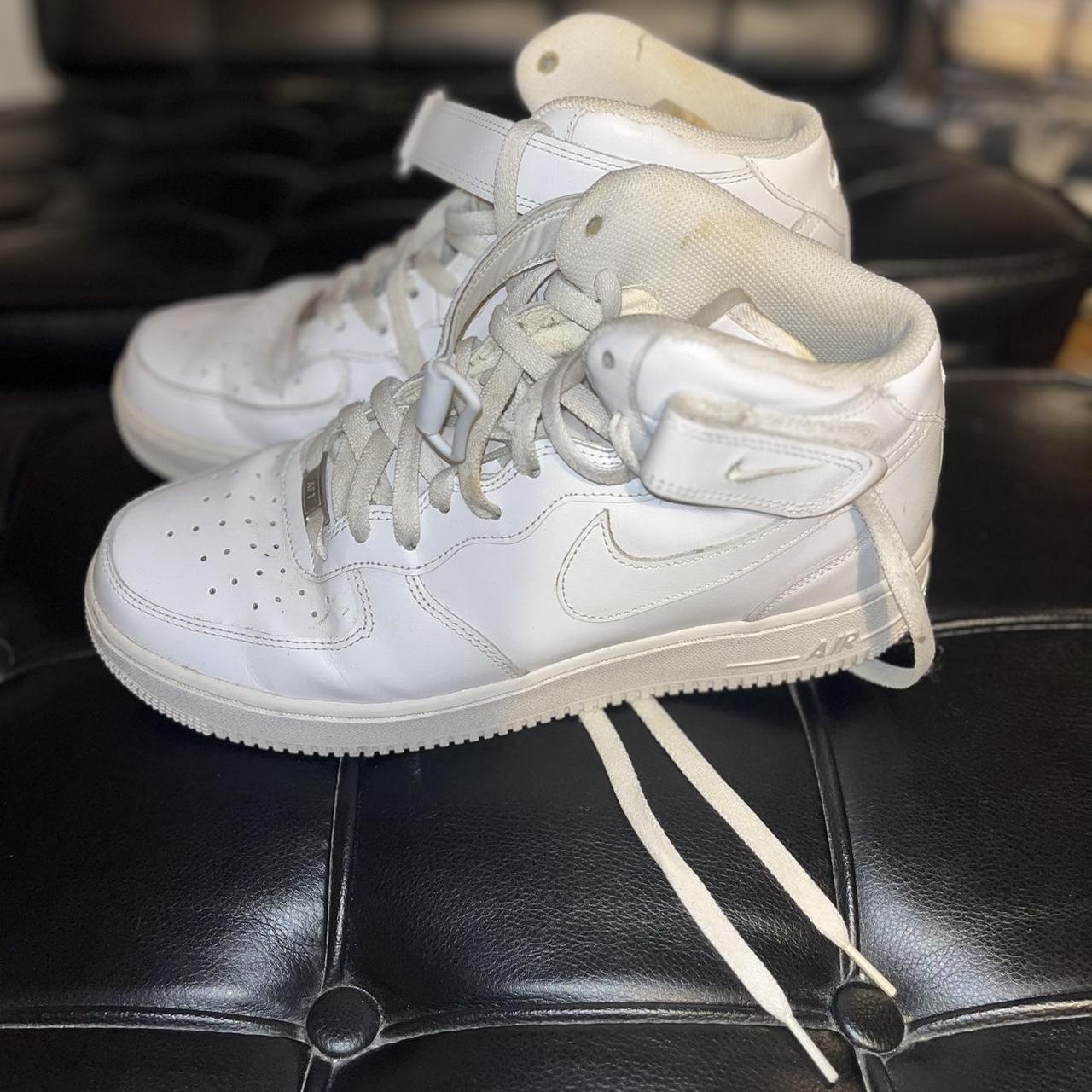 All White Mid Nike Air Force 1s - Depop