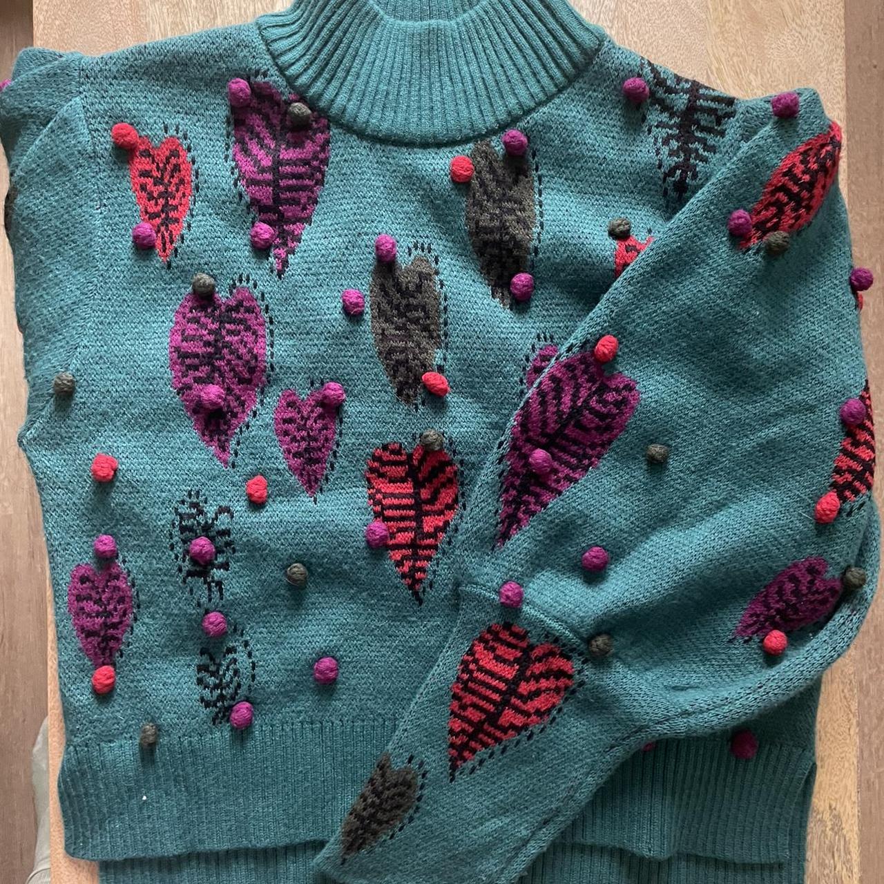 Farm Rio Women's Green and Red Jumper | Depop