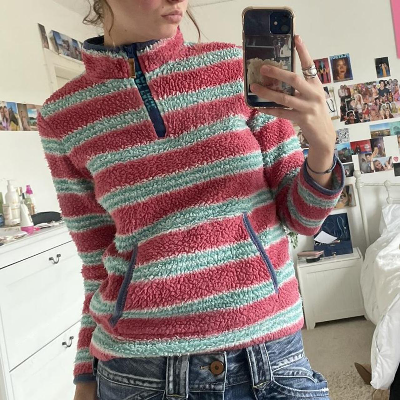 stripe fat face fleece pink and blue 3/4 zip 🪬 Seen... - Depop