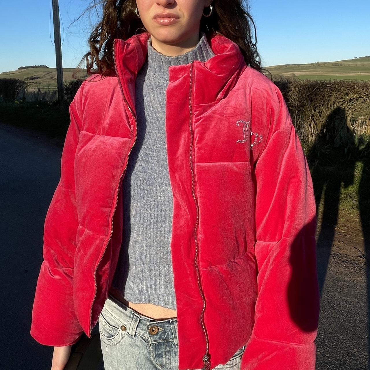 Juicy couture red velvet puffer jacket Comes with... - Depop