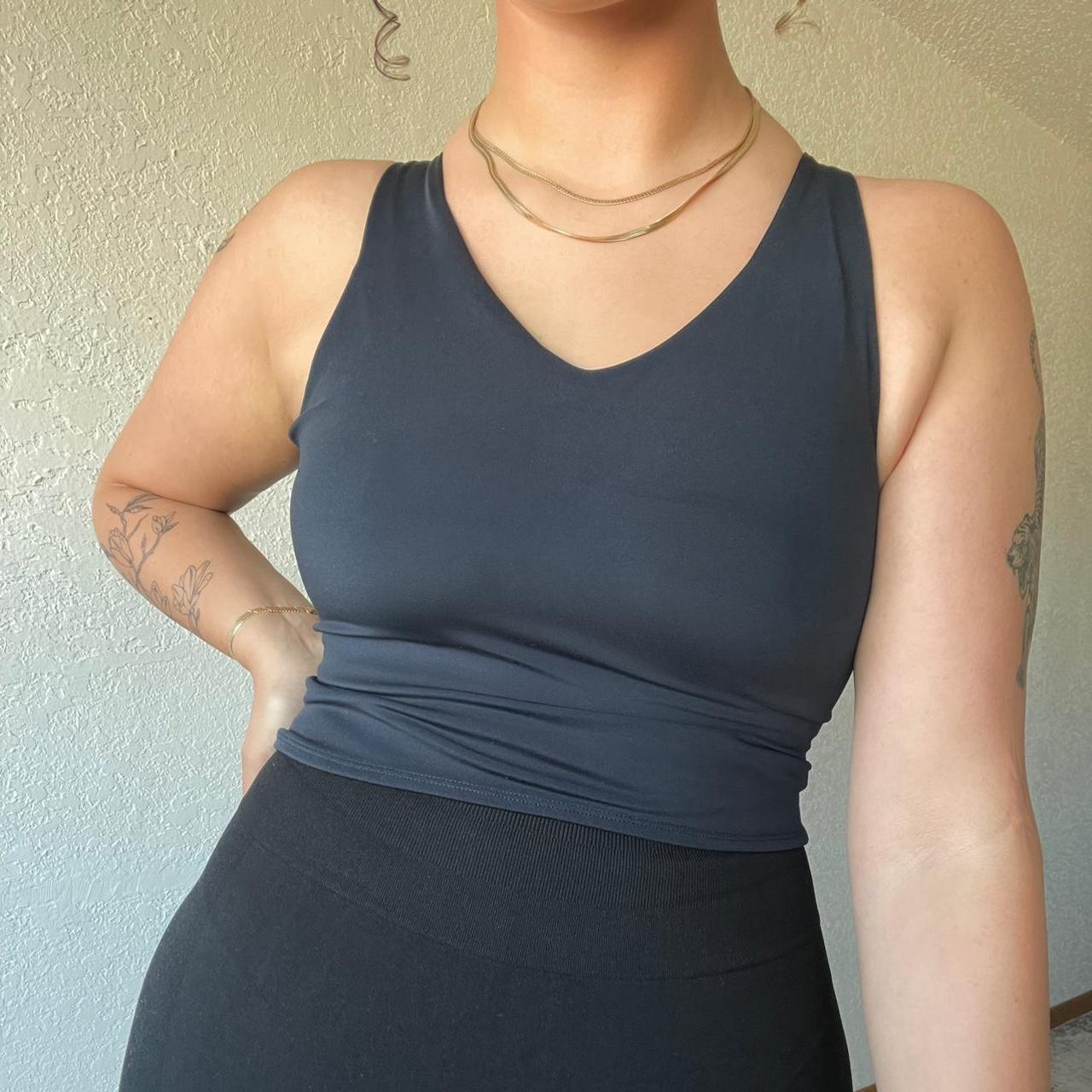 Women's Navy and Blue Crop-top | Depop